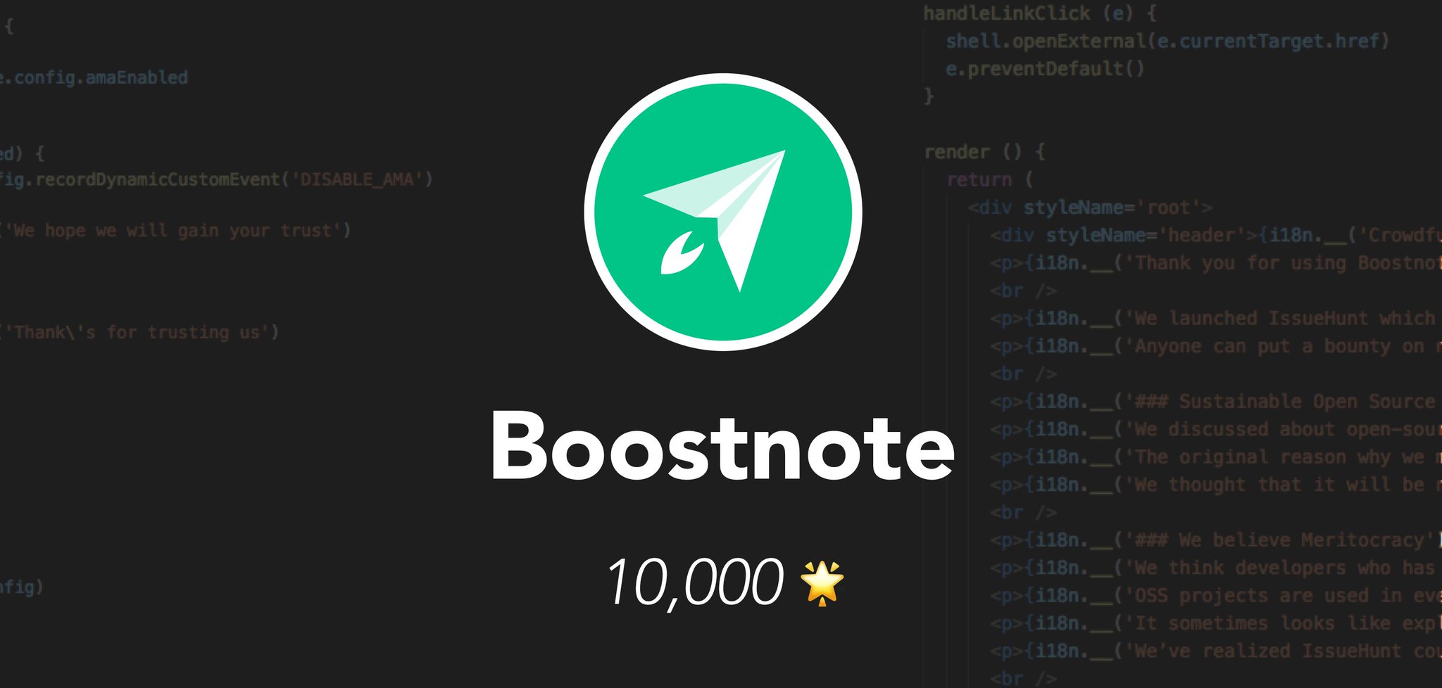 Boost Note on Twitter: "Boostnote has reached 10,000 @github stargazers 🌟 We would appreciate ...