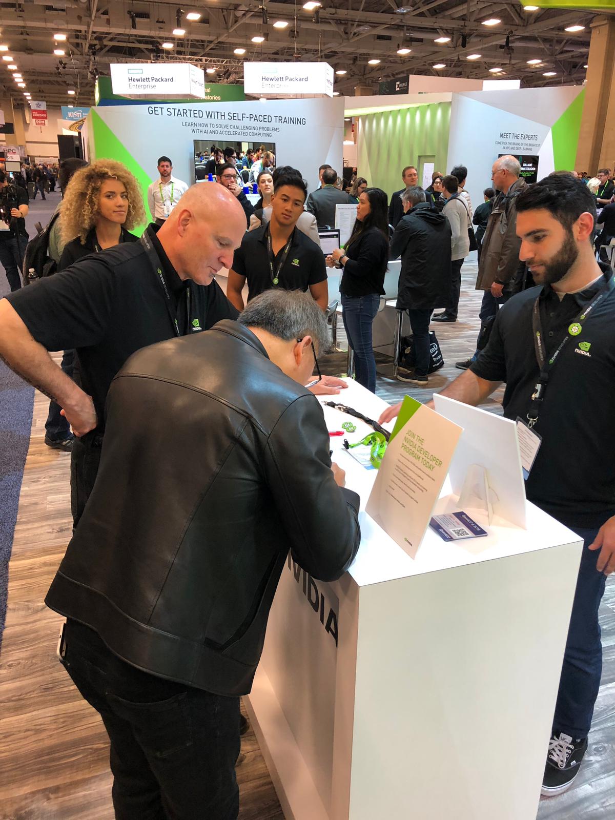 NVIDIA HPC Developer on Twitter: "Jensen cements his place on the wall - stop by the NVIDIA ...