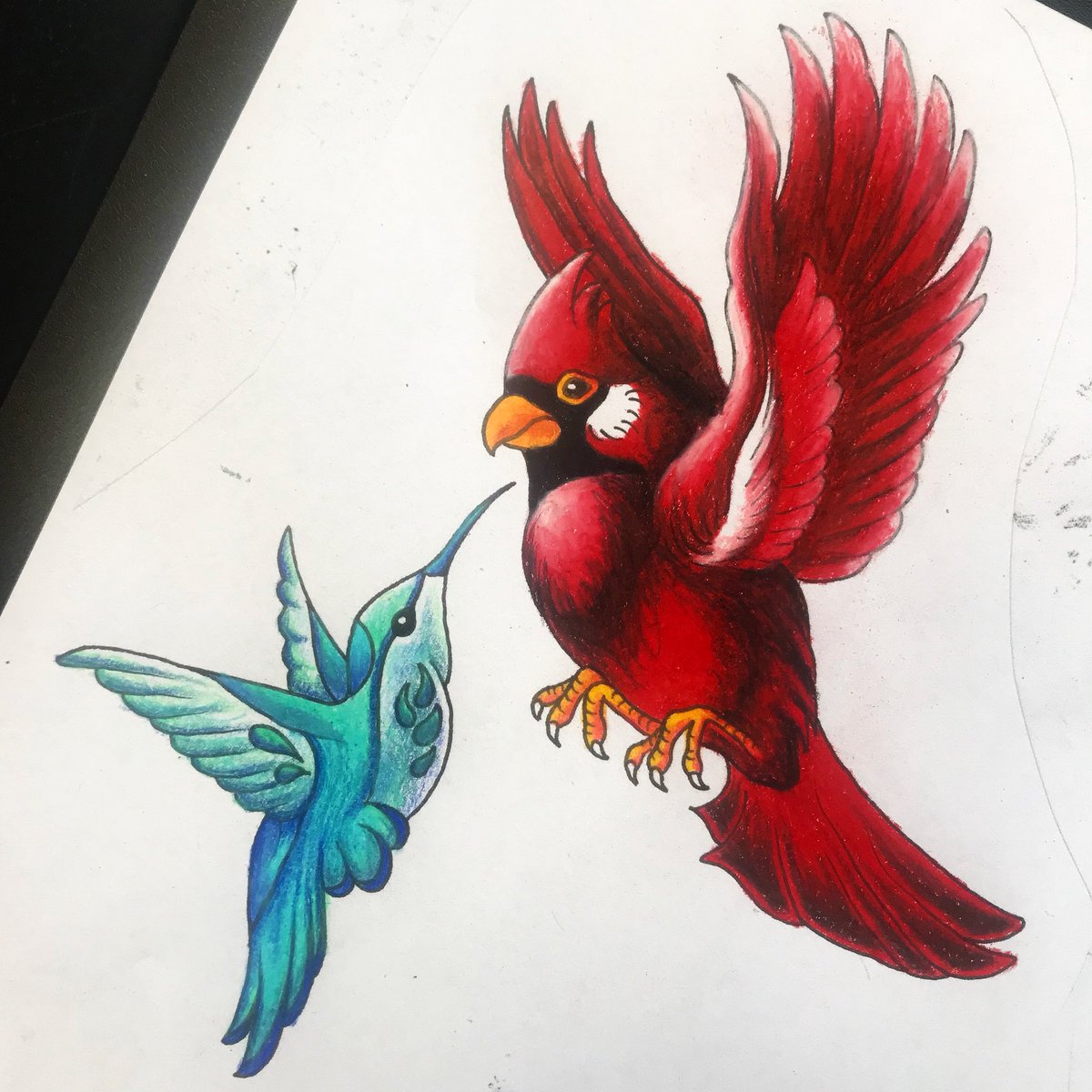 Cardinal Drawing Tattoo