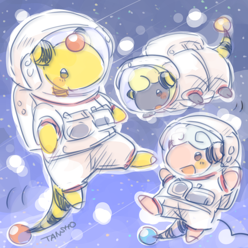 pokemon (creature) smile open mouth space helmet spacesuit :d star (sky ...