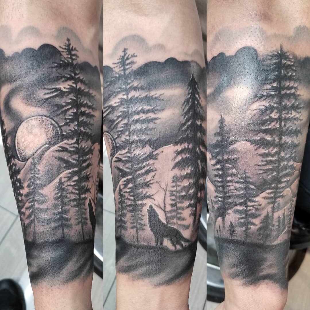 Forest Mountain Tattoo