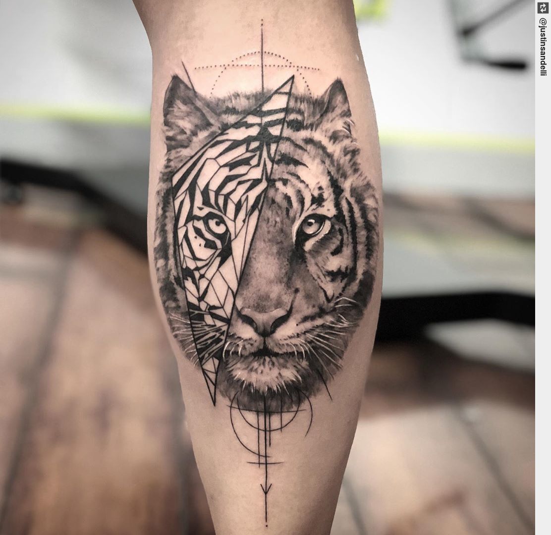 Geometric Tiger Tattoo