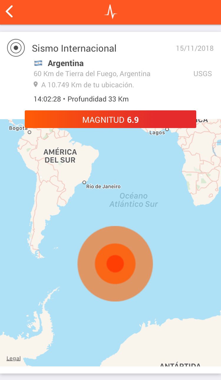 SkyAlert on Twitter: "Sismo en el Atlántico Sur M6.9 - USGS. •Epicentro muy lejano a zonas ...