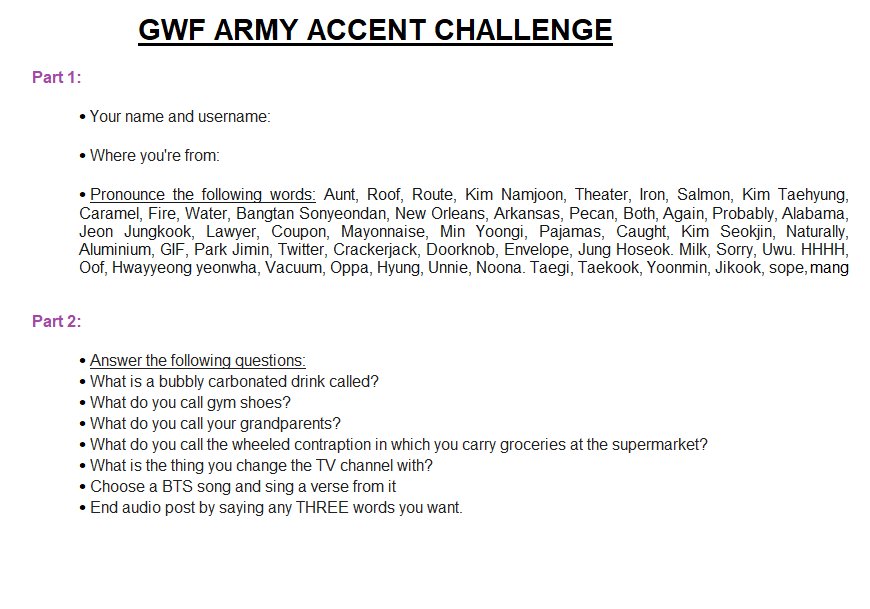 Accent Challenge Questions And Word List