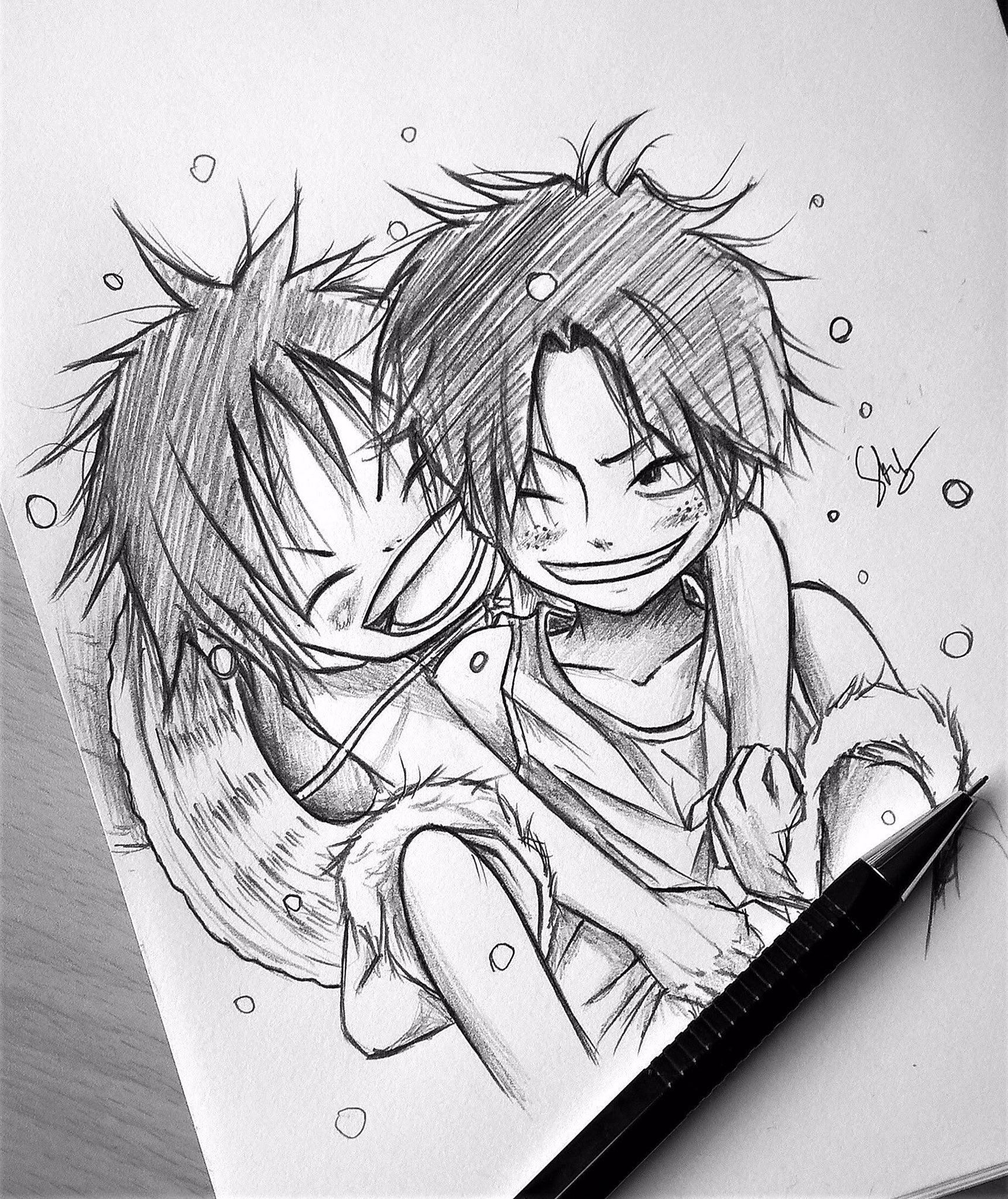 One Piece Luffy And Ace Drawing