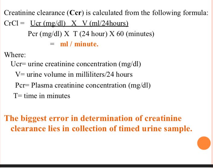 Renal Clearance Calculation