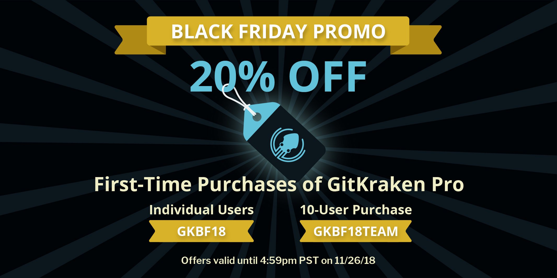 GitKraken on Twitter: "🎉 Woohoo! Our Black Friday promo is here! Get 20% off new GitKraken Pro ...