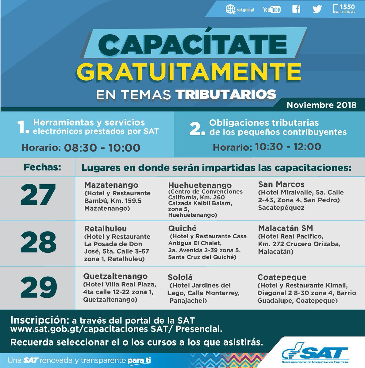 Capacitaciones SAT Noviembre 2018 - Secretos para Contadores ...