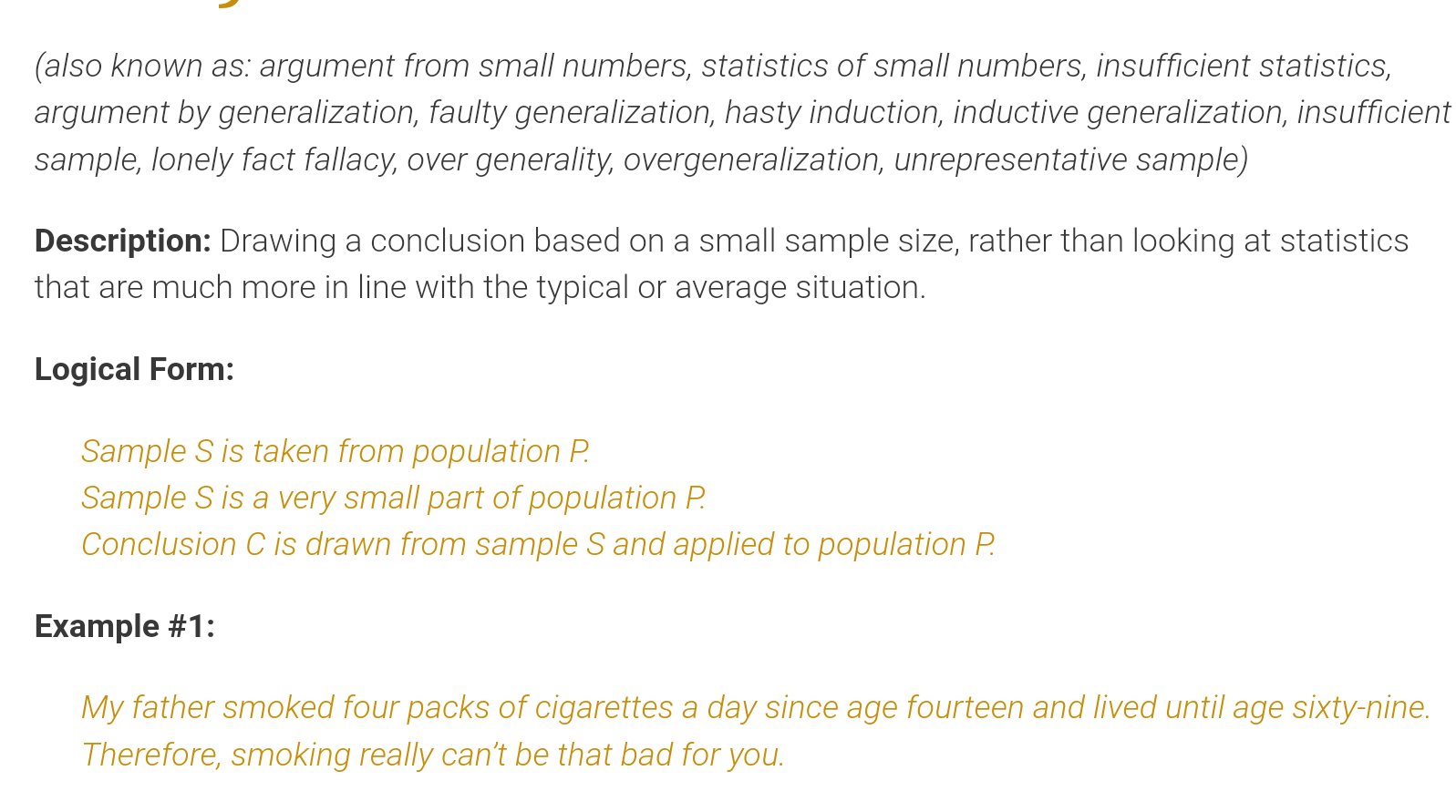 Hasty Generalization Fallacy Examples
