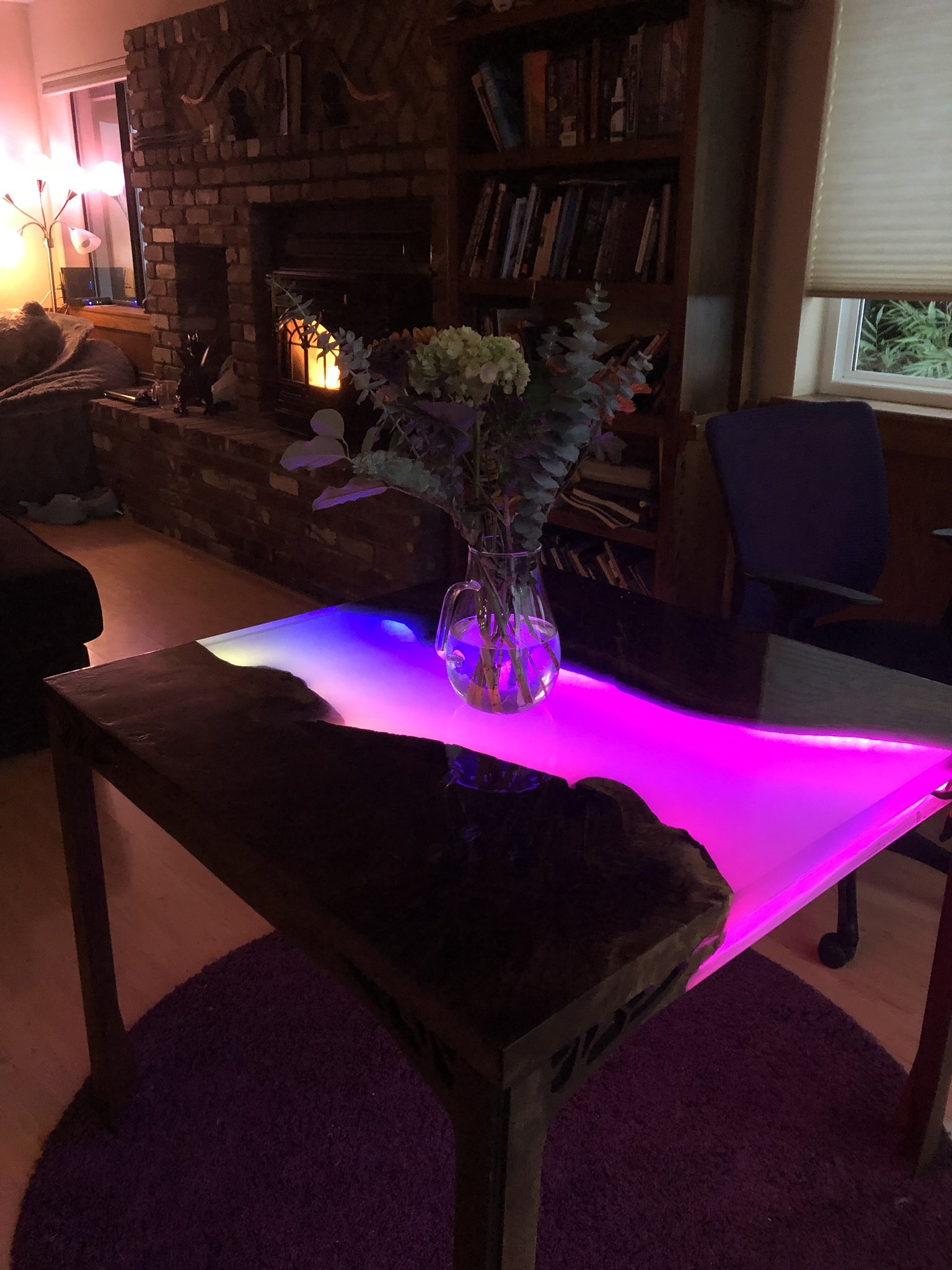 Erin St. Blaine on X LED resin river table is finished just in time for Thanksgiving. So grateful that I get to spend my time making beautiful things and sharing them with