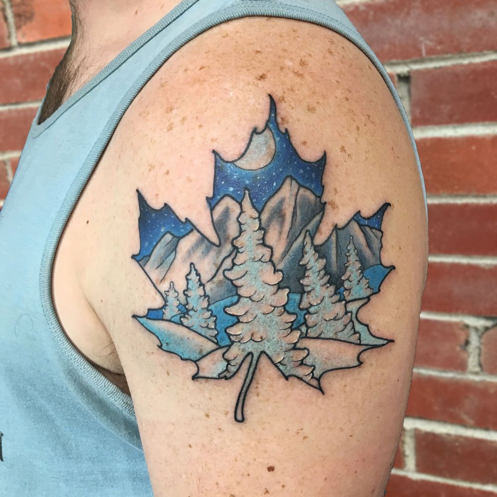 Canadian Hockey Maple Leaf Tattoo