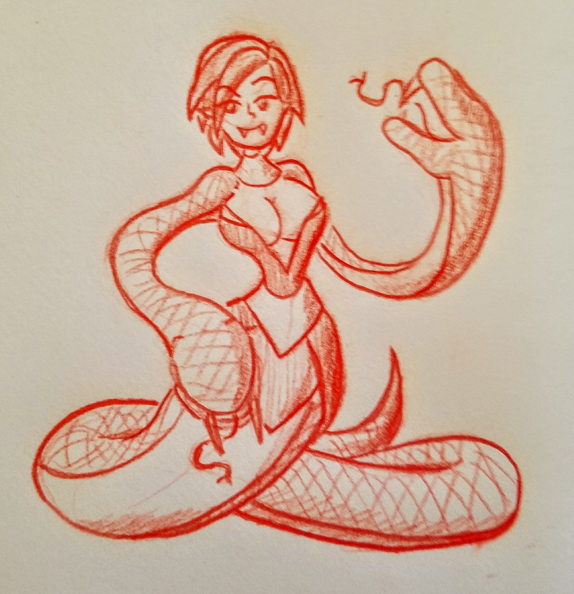 Half Human Half Snake Drawing