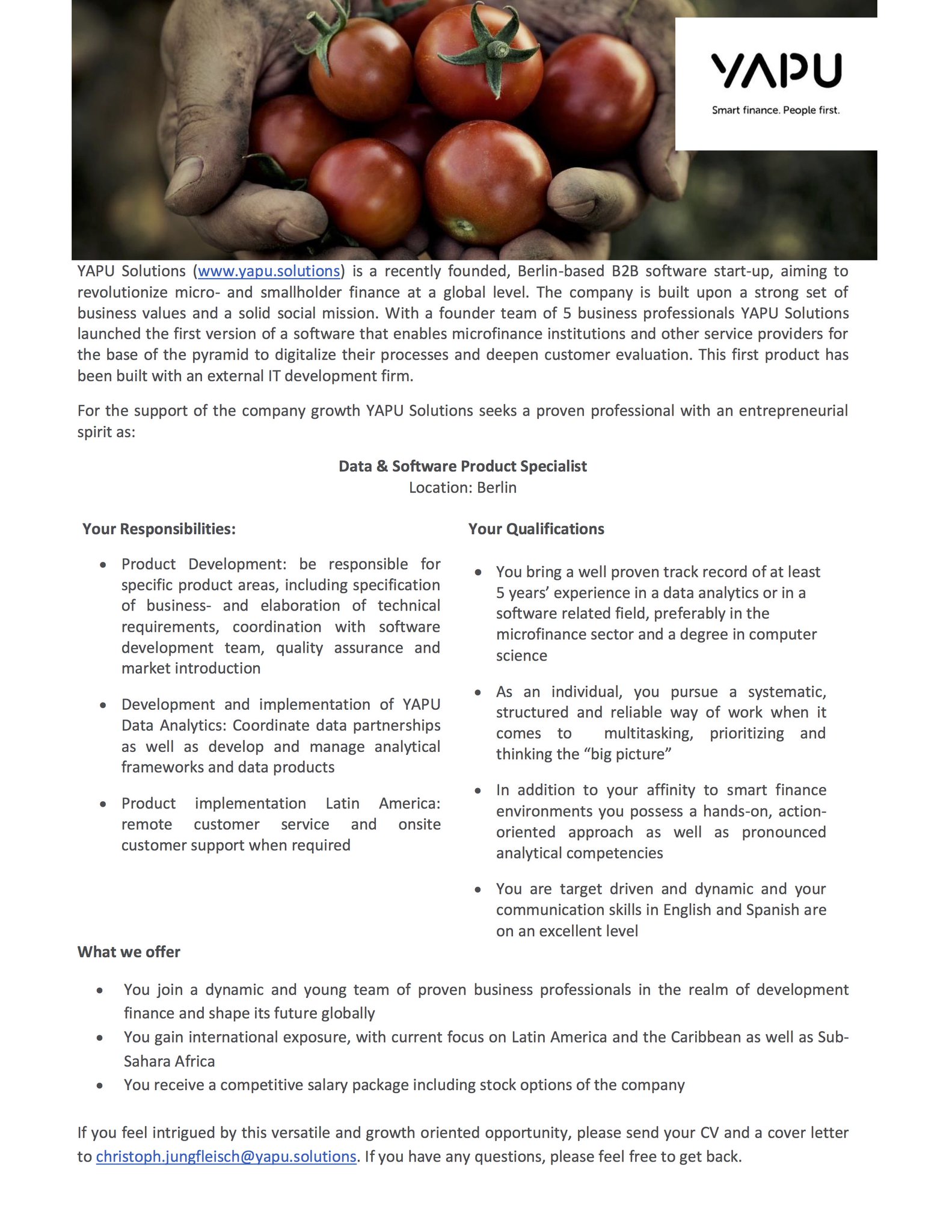 YAPU Solutions on Twitter: "Listen up: We are hiring! Looking for a Data & Software Specialist ...