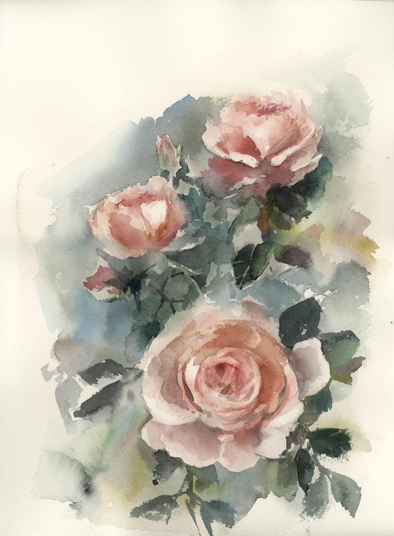 Abstract Watercolor Roses