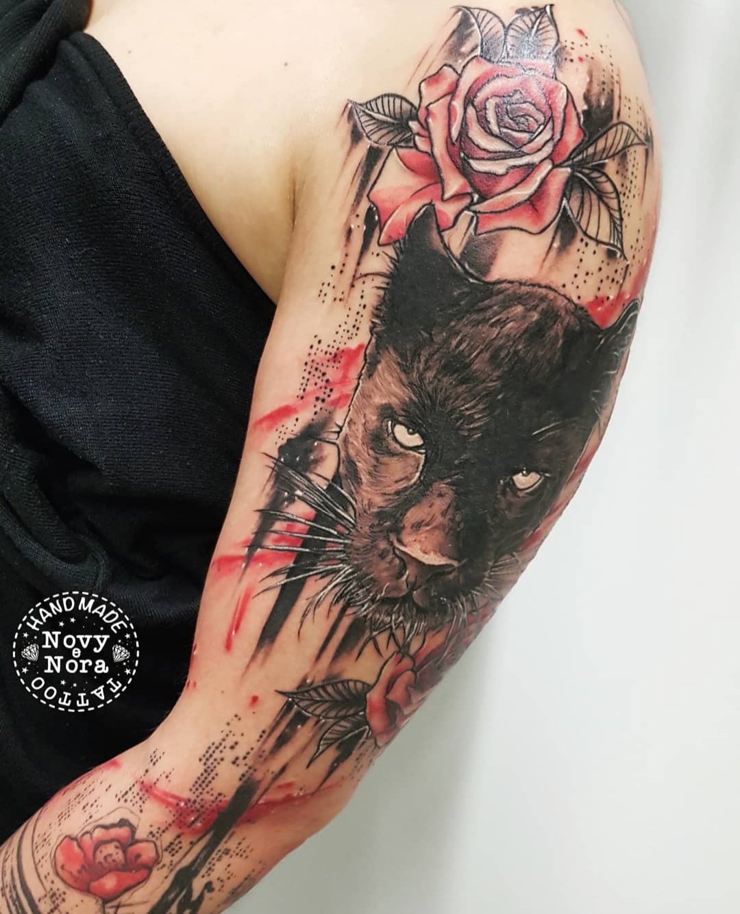 Panther Tattoo With Rose