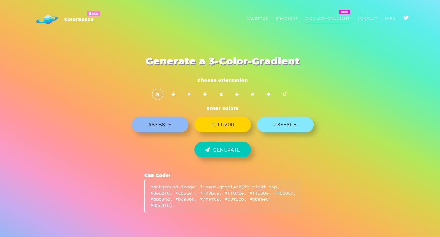 ColorSpace on Twitter: "+++UPDATE+++ You can now generate a CSS color gradient out of 3 Colors ...