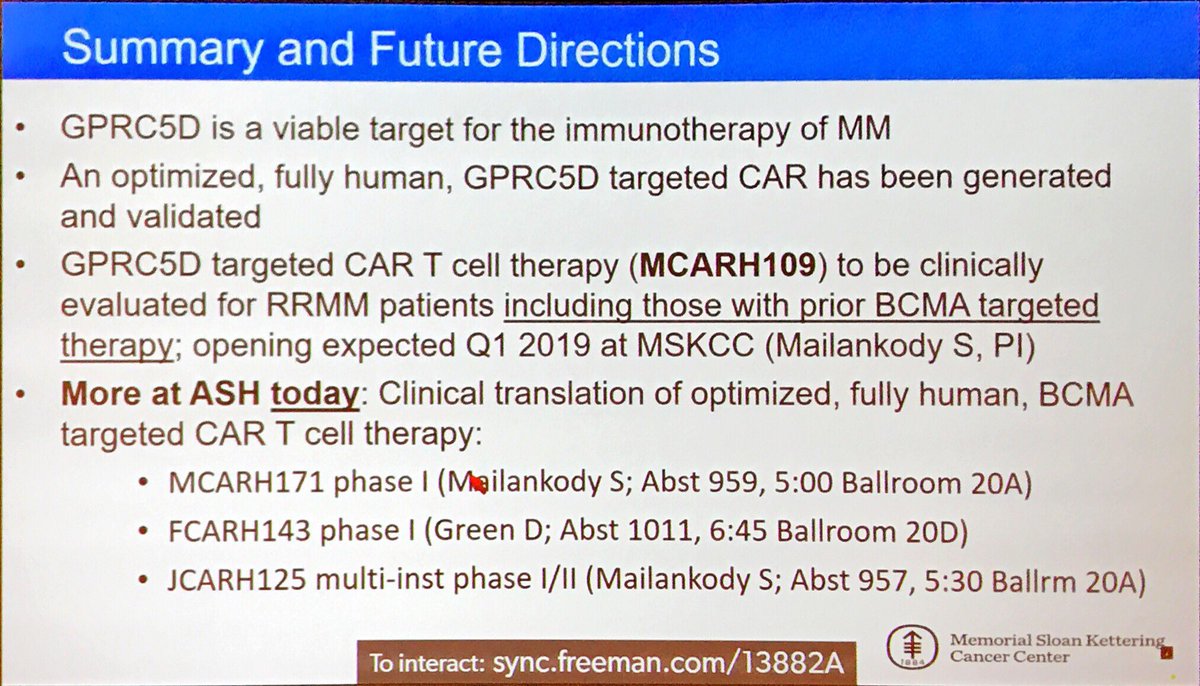 GPRC5D as a multiple myeloma target? This is a CAR from Juno/Eureka ...