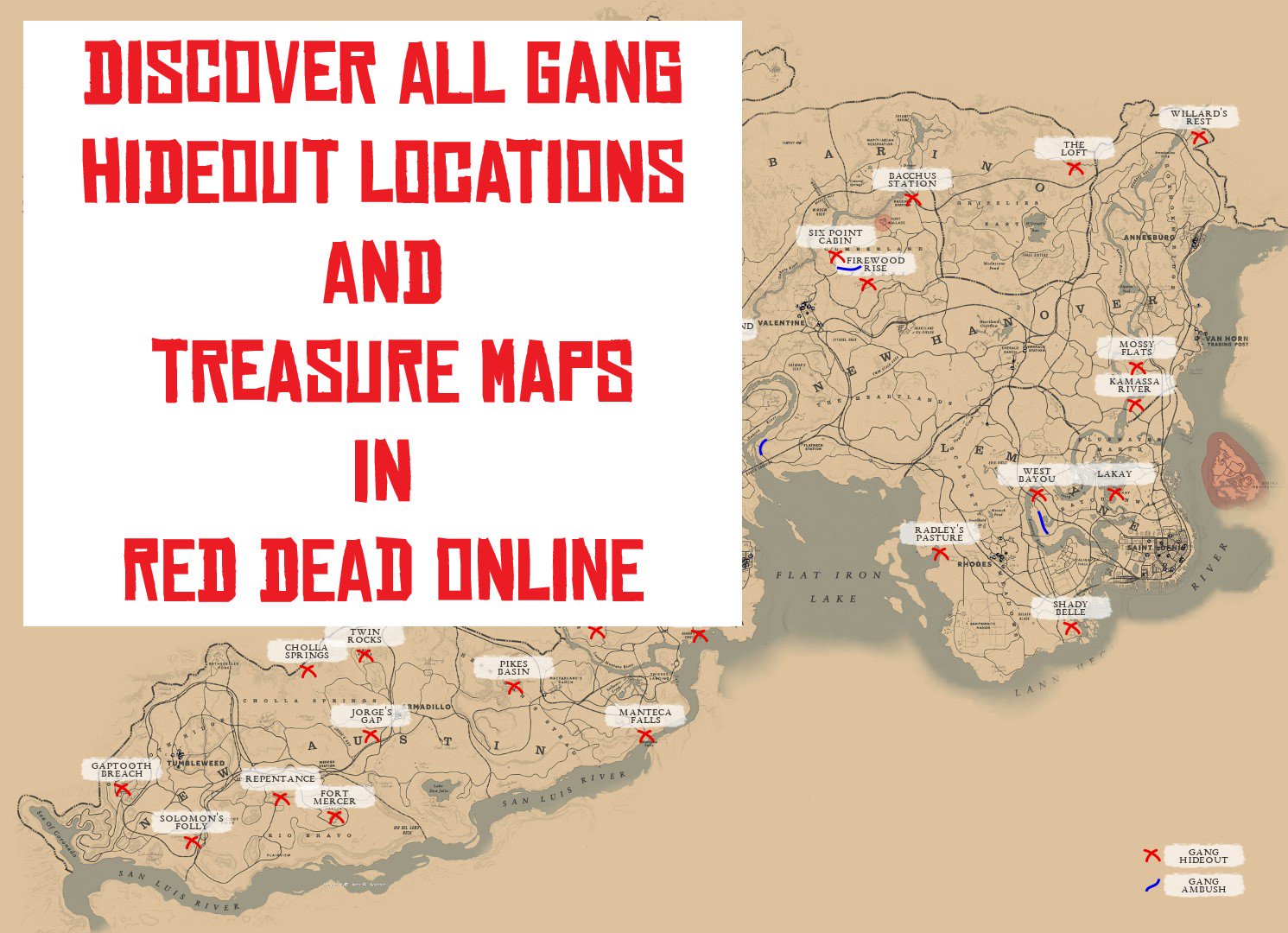 LVLXI on Twitter: "Discover All Gang Hideout Locations and Treasure Maps in Red Dead Online. # ...