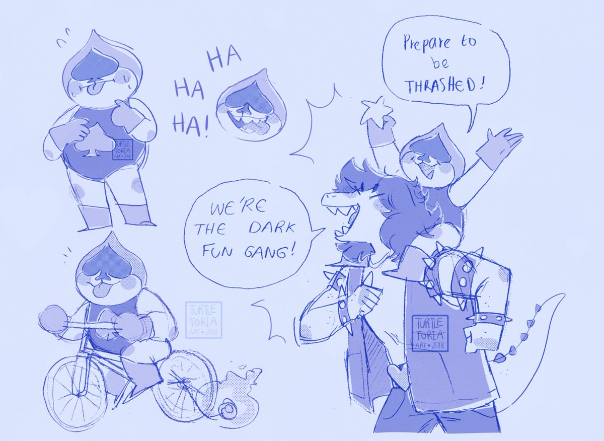 「doodles of the baby gremlin and the purple dinosaur!! also i」Turtle の漫画