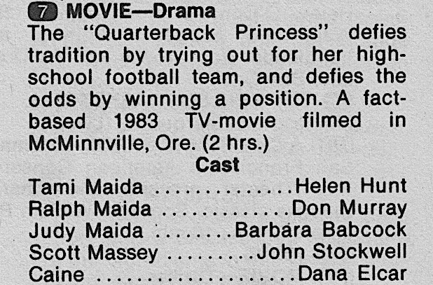 Helen Hunt Quarterback Princess