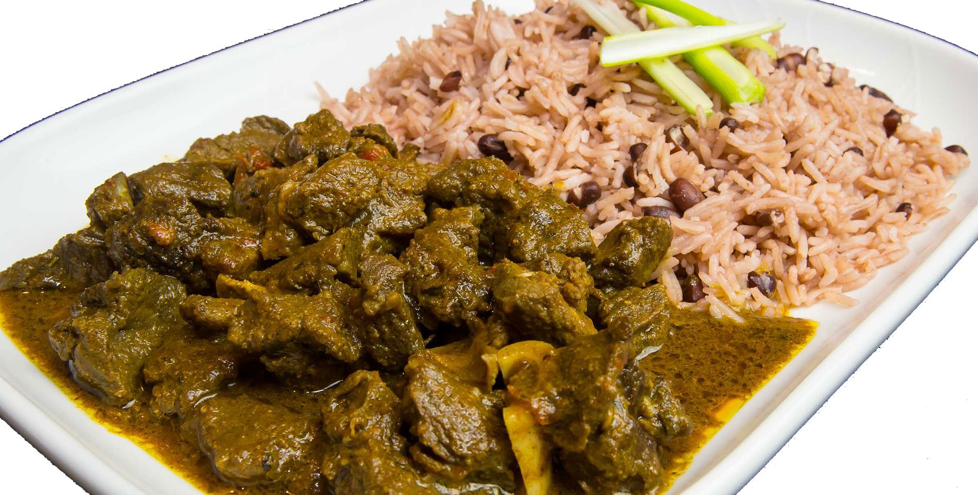 Rice And Peas And Curry Goat