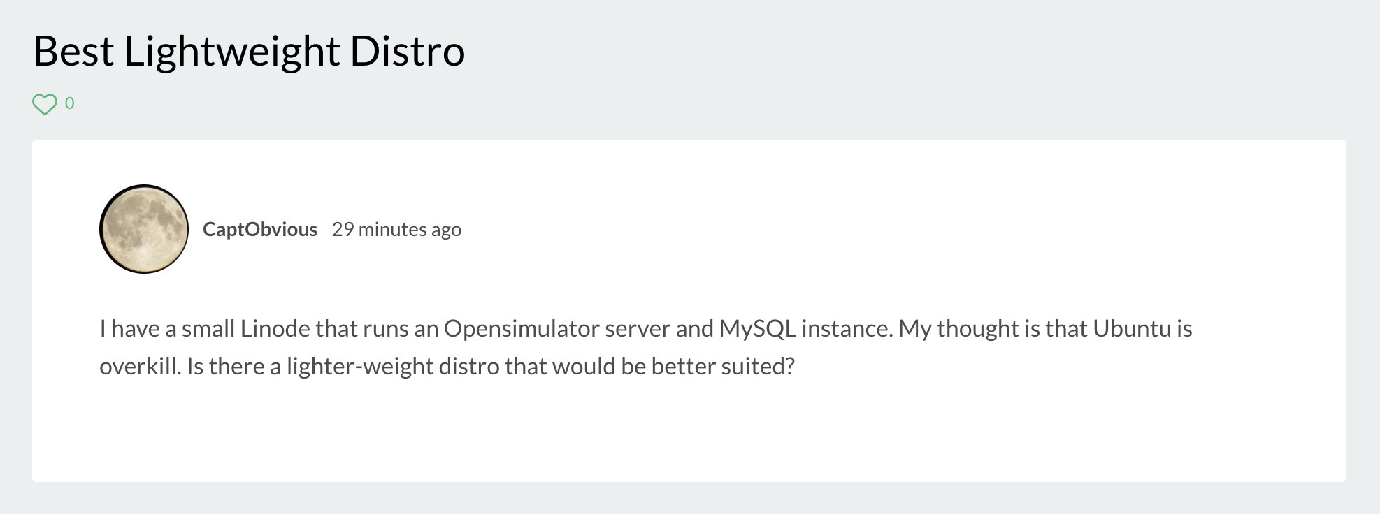 Linode on Twitter: "A #LinodeCommunity member is looking for a light-weight distro to run an # ...