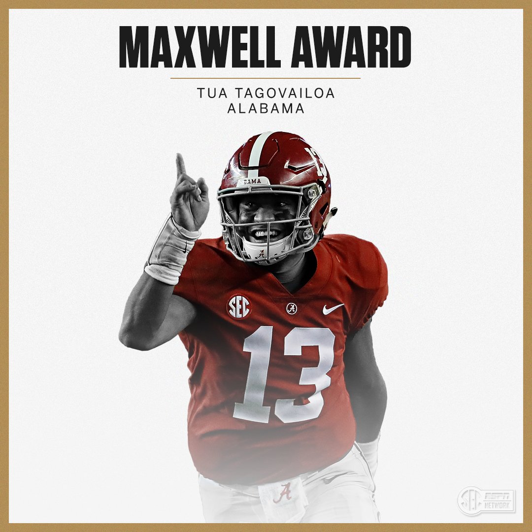 Tua Tagovailoa wins Maxwell Award : r/CFB