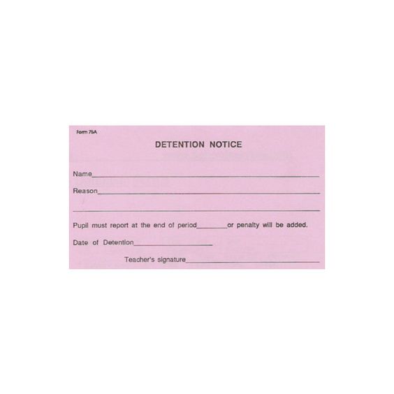 Detention Slip Blank