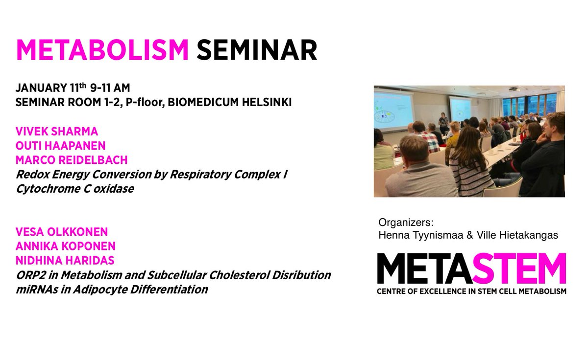 MetaStem on Twitter: "2019 Starts with more Metabolism Seminars, The first event is January 11th ...