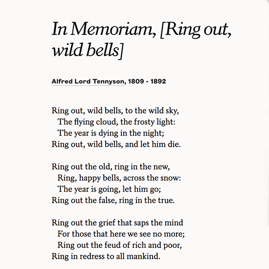 Poets.org on Twitter: "The year is going, let him go; Ring out the ...