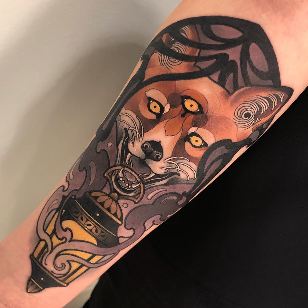 Neo Traditional Fox Tattoo