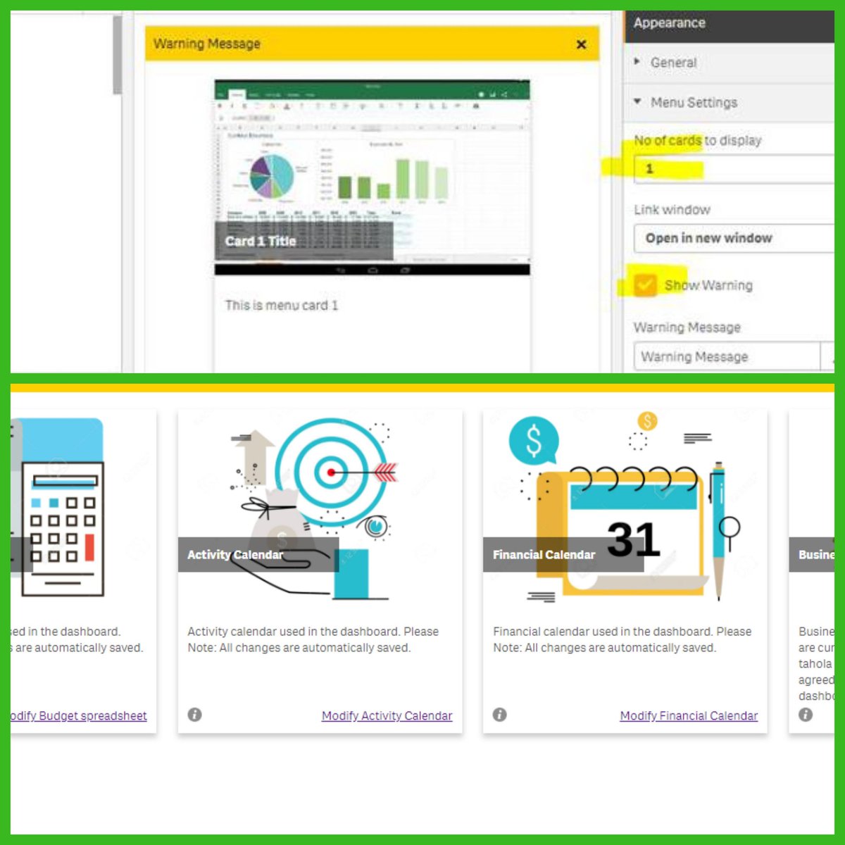 excel widget dashboard