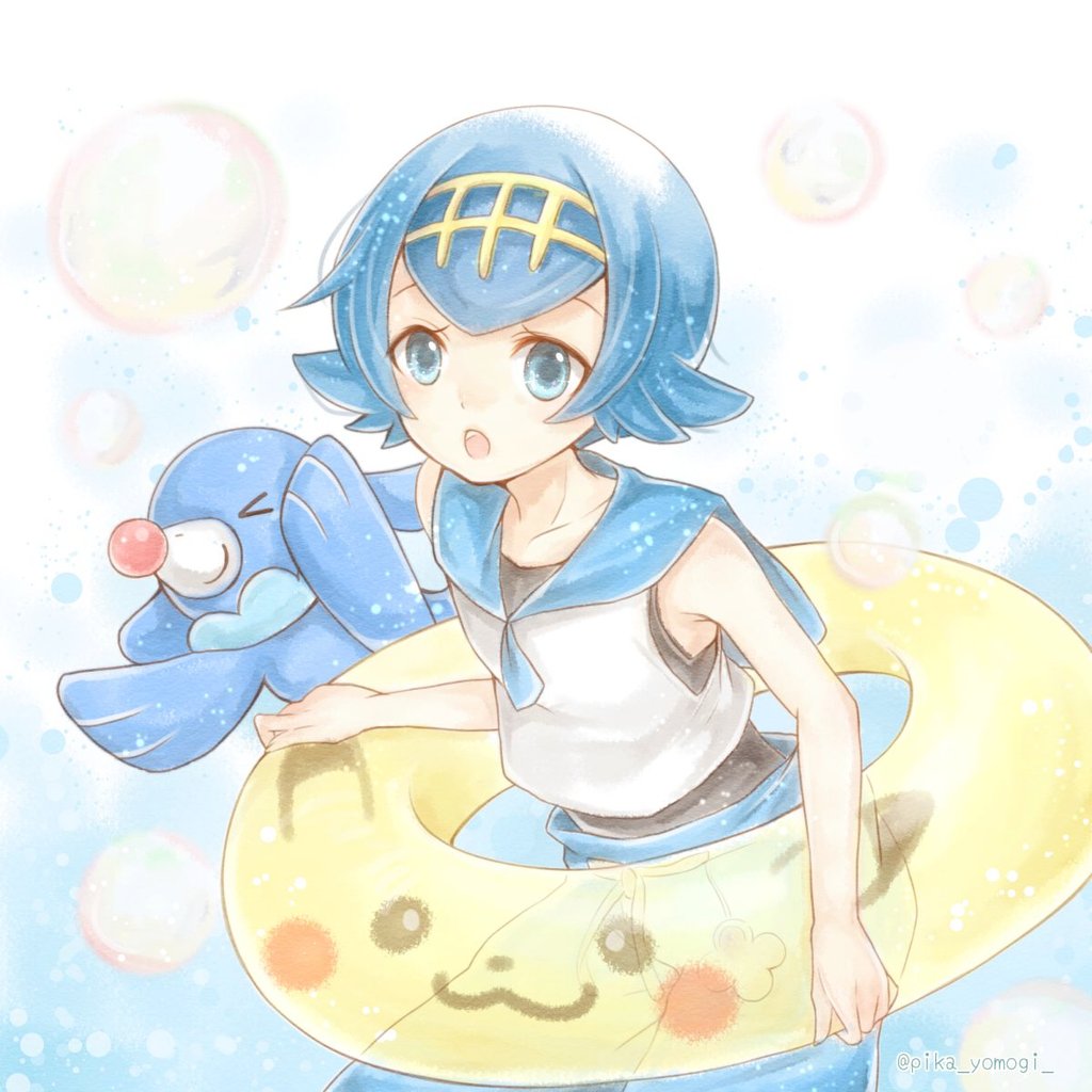 スイレン「スイレンとアシマリ 」|艾(ヨモギ)のイラスト