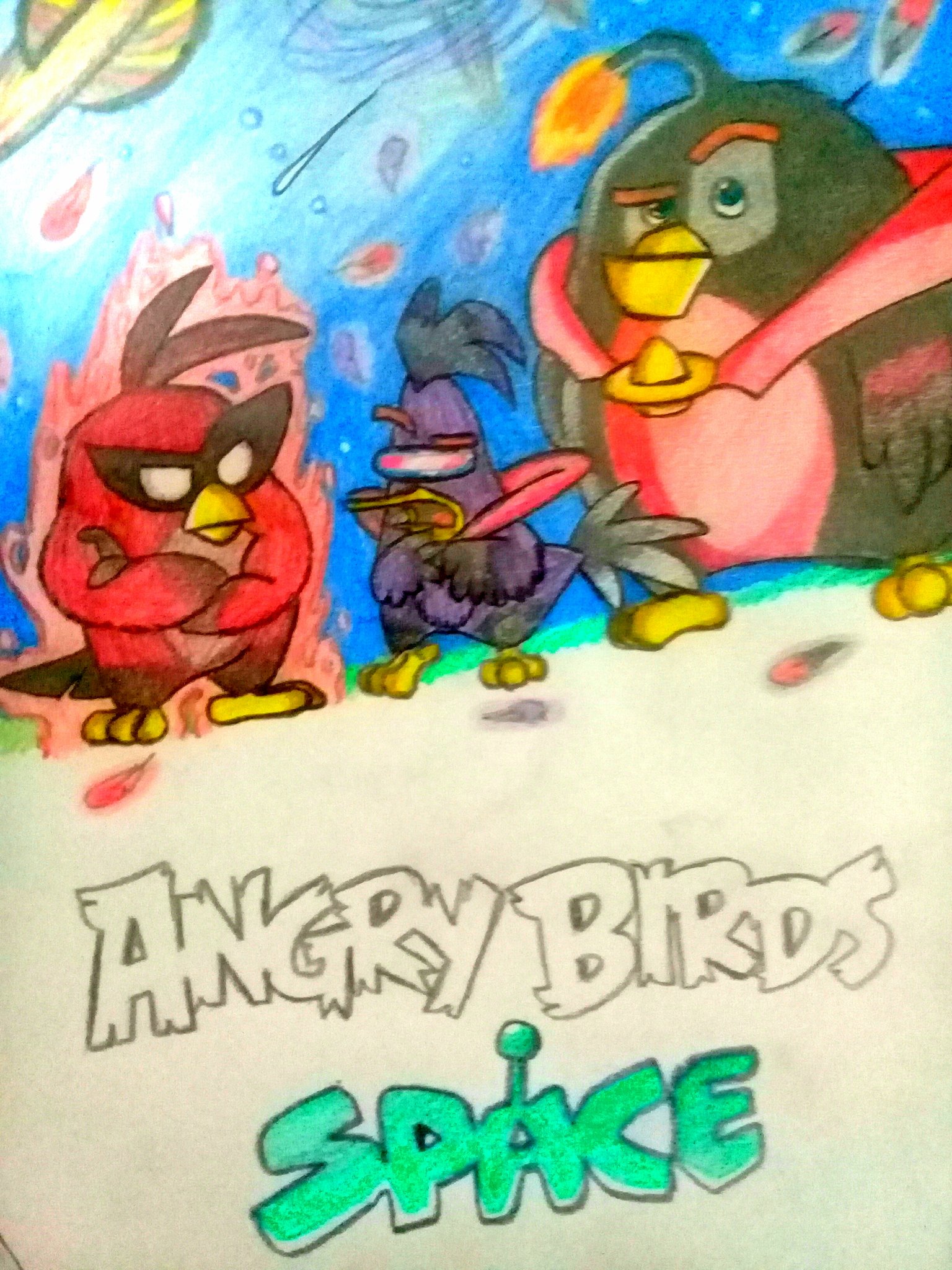 Angry Bird Space Drawing