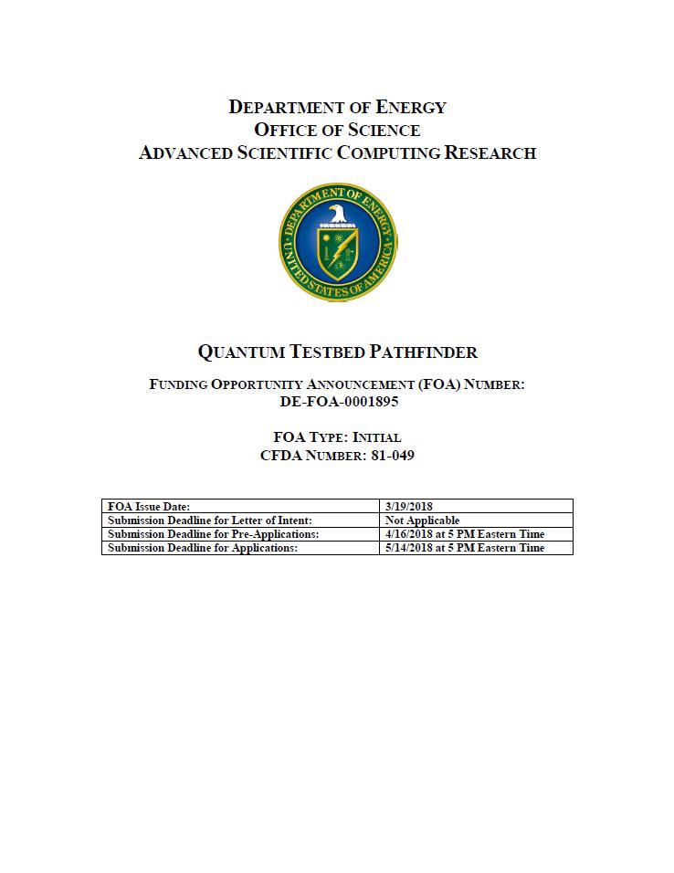 OGAWA, Tadashi on Twitter: "=> DoE Announces $218 M for Quantum Information Science, Sep 24 ...