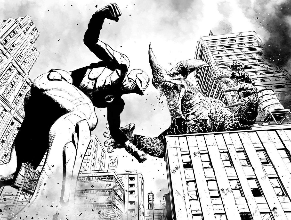 Giant Monster Fighting In City