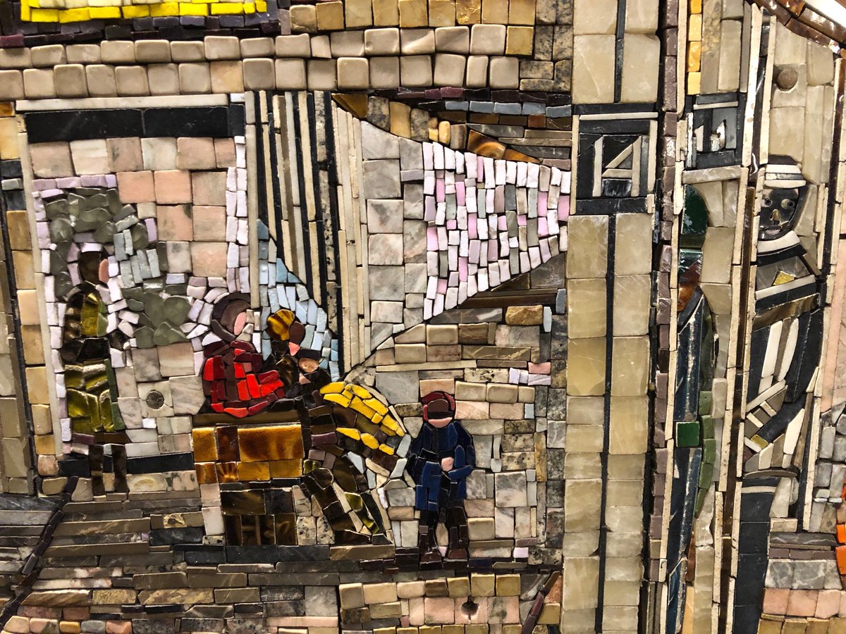 Detail, “New York Subway Station,” 1994. Mosaic by Edith Kramer of the ...