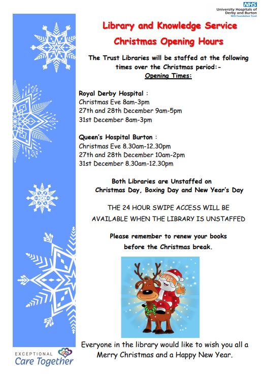 UHDB Library & Knowledge Service on Twitter: "Library and Knowledge Service Christmas Opening ...