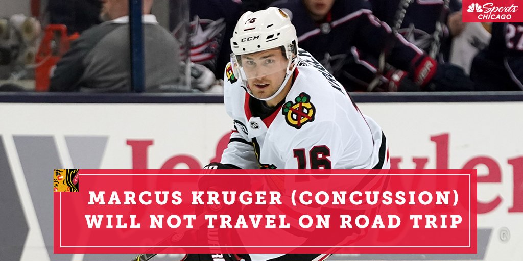 Marcus Kruger will not be on the Blackhawks road trip after suffering a ...
