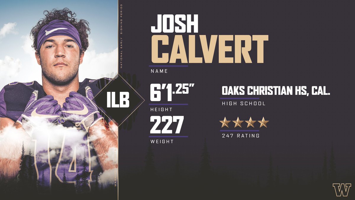 2019 4* ILB Joshua Calvert signs with Washington : r/CFB