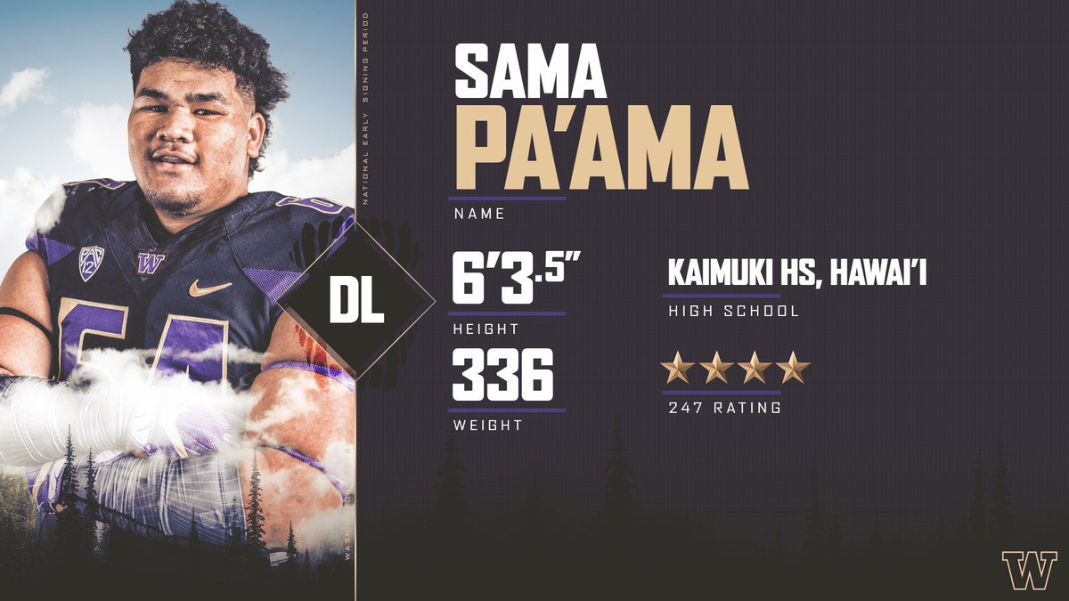 2019 4* DT Sama Paama signs with Washington : r/CFB