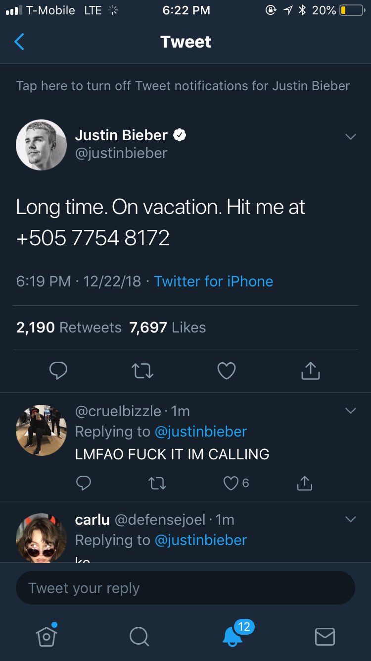 Justin Bieber Phone Call