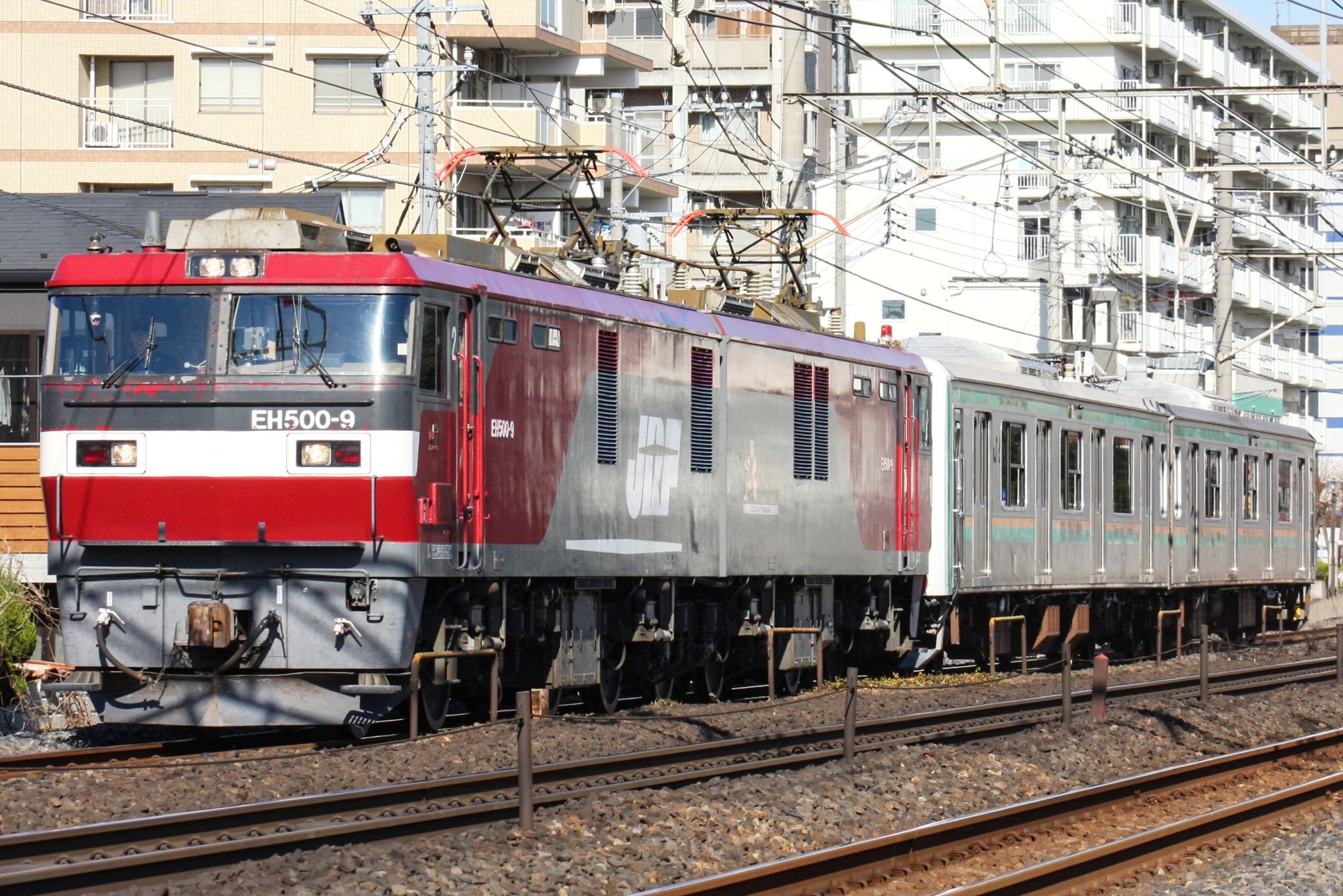 hnd nrt on Twitter: "9172レ 訓練車甲種輸送 EH500-9+209系2両 2018.12/27 @東北本線・土呂～大宮…