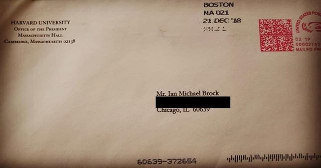 Harvard Acceptance Letter Envelope
