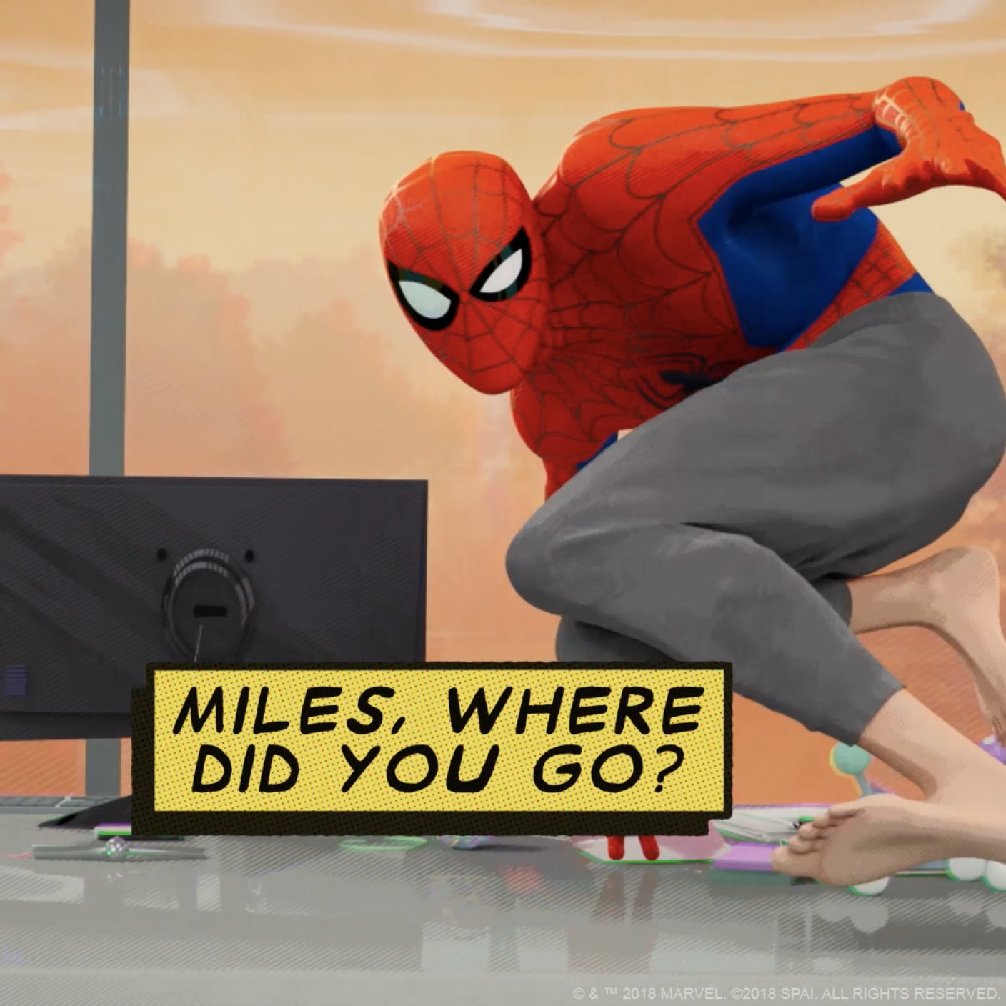 Spider Man Meme Sitting At Desk