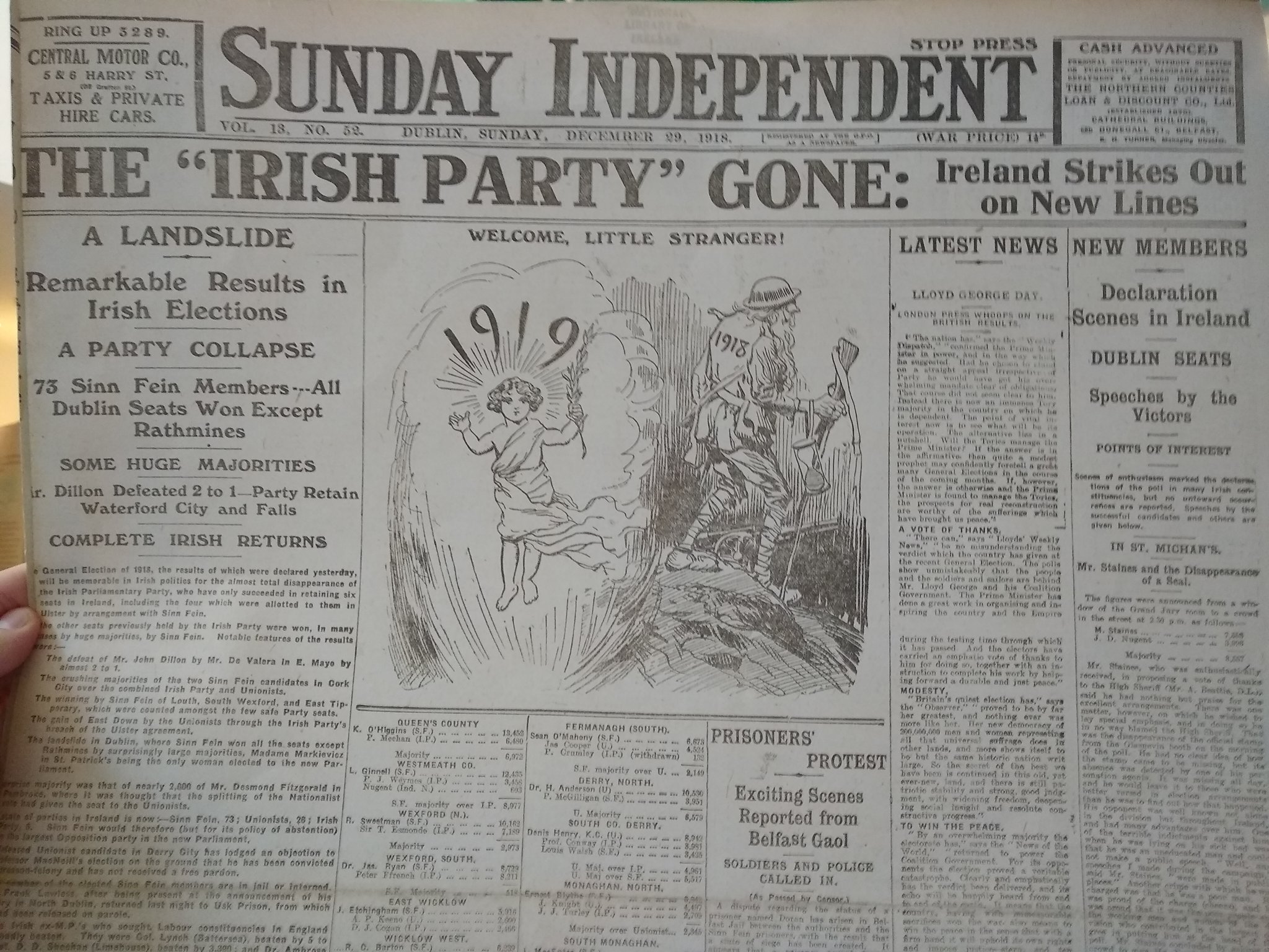 Barra Roantree on Twitter: "Sindo front page 100 years ago today, with results of #GE1918. From ...