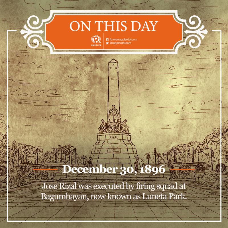 OnThisDay in 1896, Jose Rizal was executed in Bagumbayan. Among his ...