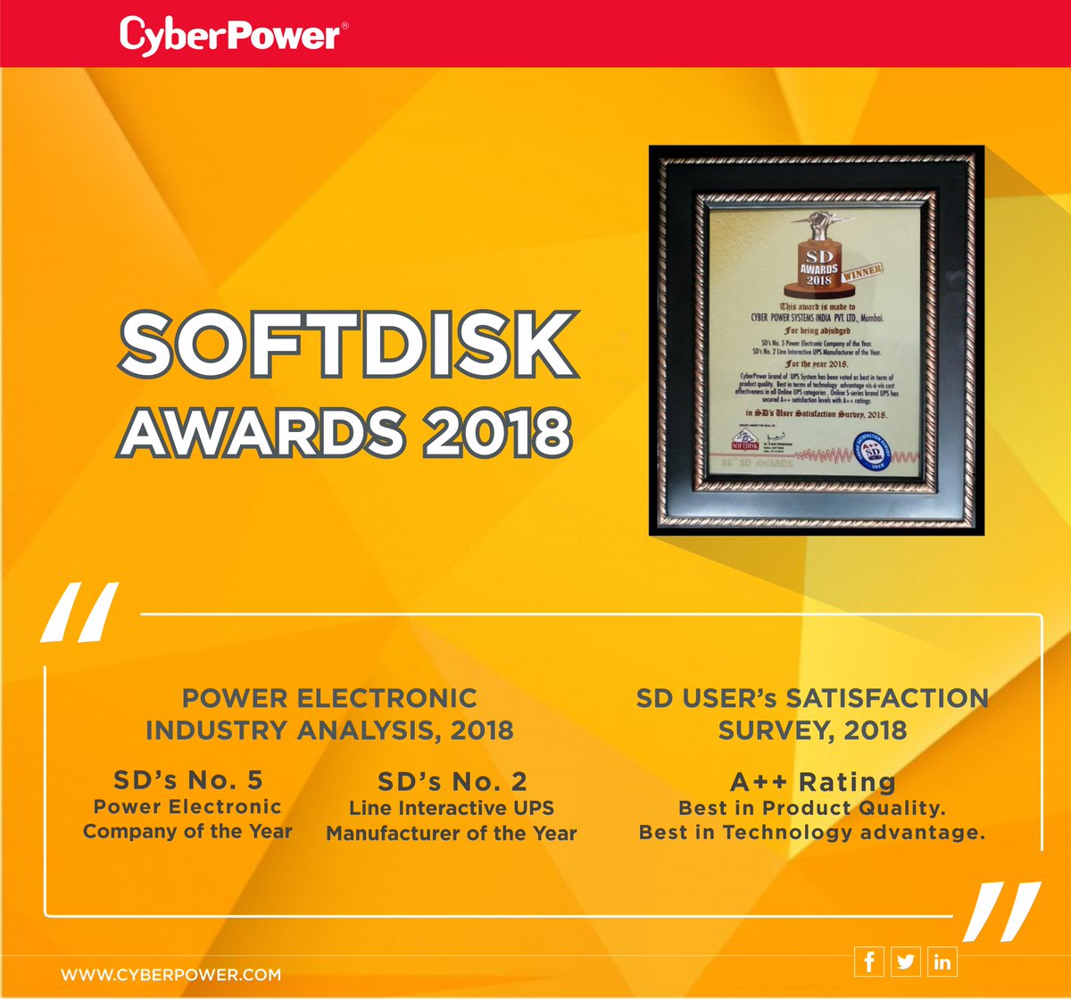 CyberPower Systems on Twitter: "#CyberPower Honored to Announce the Series of Awards Accredited ...
