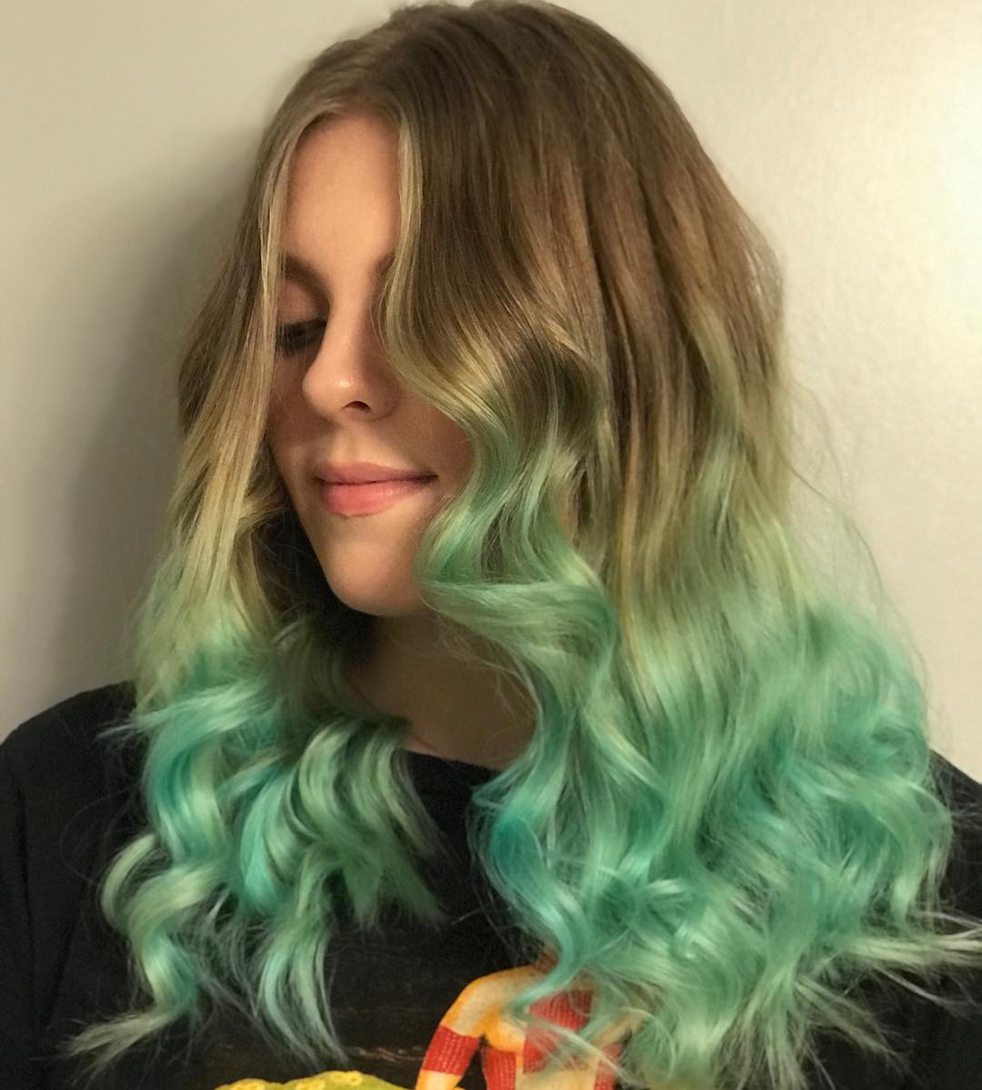 Blue And Green Hair Tips