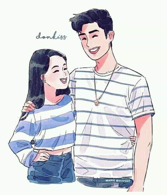 Tall Boy Short Girl Couple Cartoon